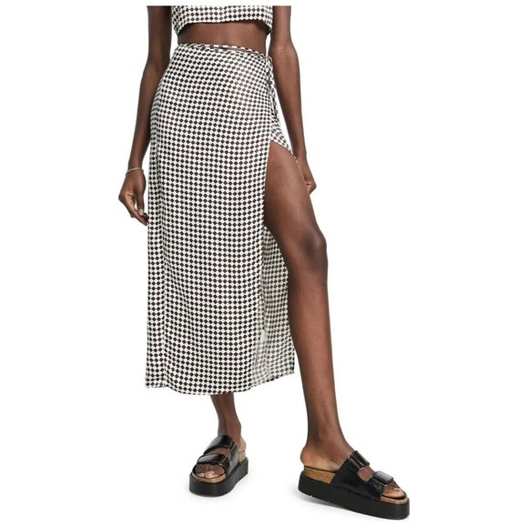 Topshop | Skirts | Topshop Coord Hexagonal Satin Wrap Midi Skirt Check ...